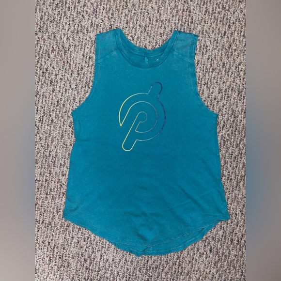 Peloton | Tops | Blue And Yellow Sleeveless Muscle Tee Tank Top | Poshmark